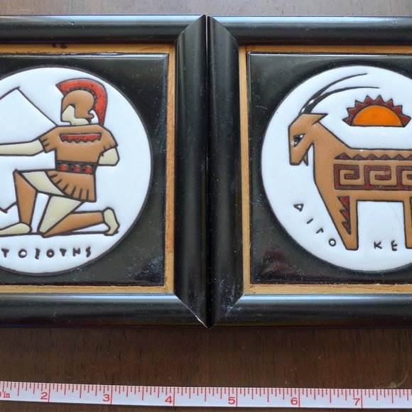 Art | Vintage Tile Trivet Wall Hangings Of Ram And Spartan | Poshmark